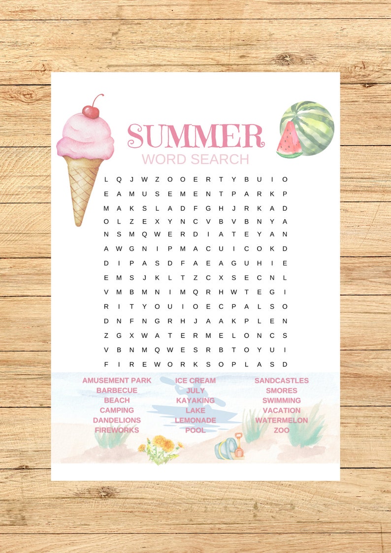Summer Word Search Printable Activity Family Fun Fun Summer Games ...