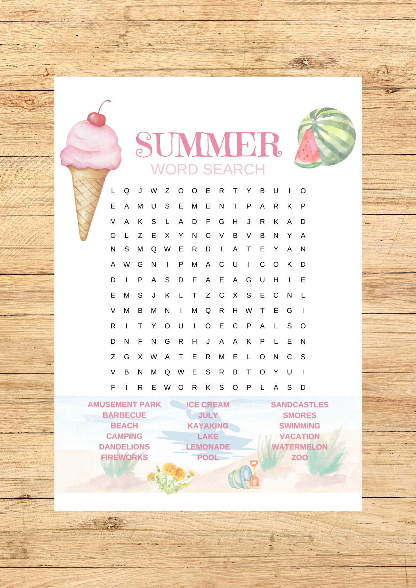 Summer Word Search Printable Activity Family Fun Fun Summer Games ...