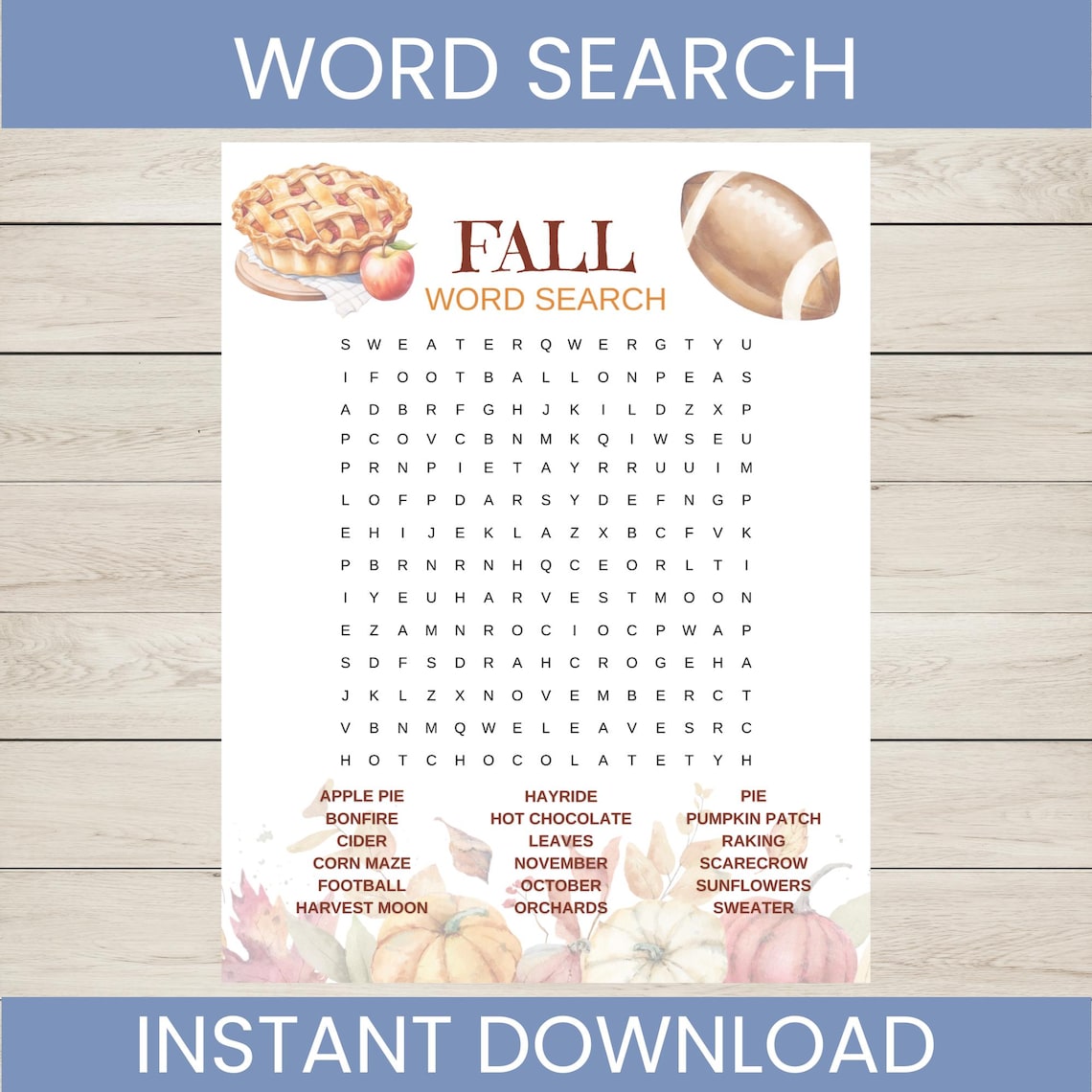 Fall Word Search | Autumn Word Search | Fall Printable Game | Fall ...