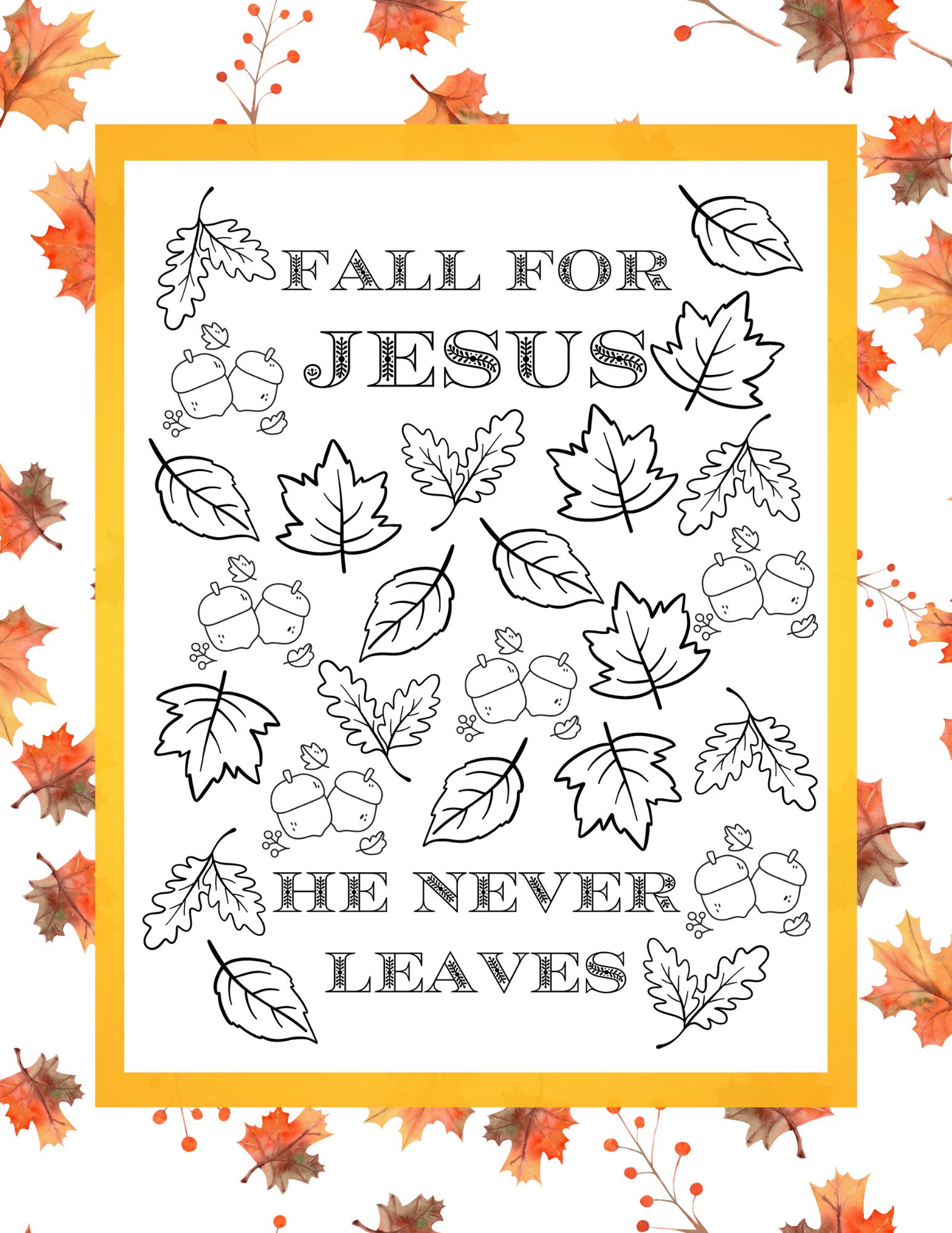 Fall for Jesus Coloring Sheet | Sunday School Activity | Christian Fall ...