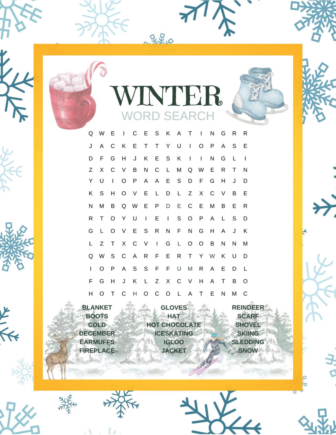 Winter Word Search | Winter Printable Game | Winter Party Game | Winter ...