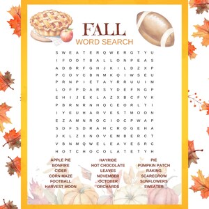 Fall Word Search | Autumn Word Search | Fall Printable Game | Fall ...