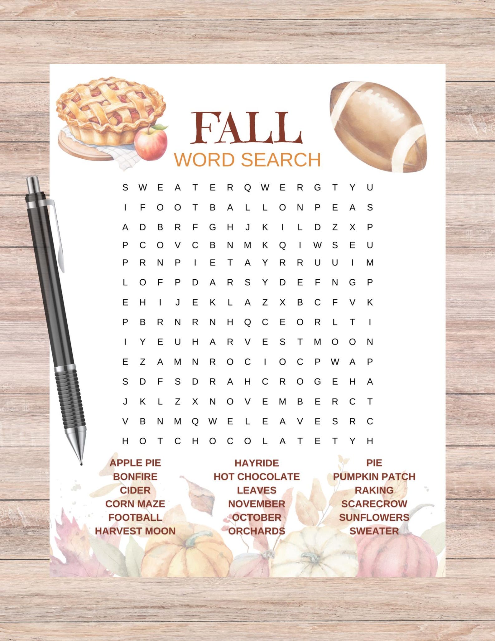 Fall Word Search | Autumn Word Search | Fall Printable Game | Fall ...