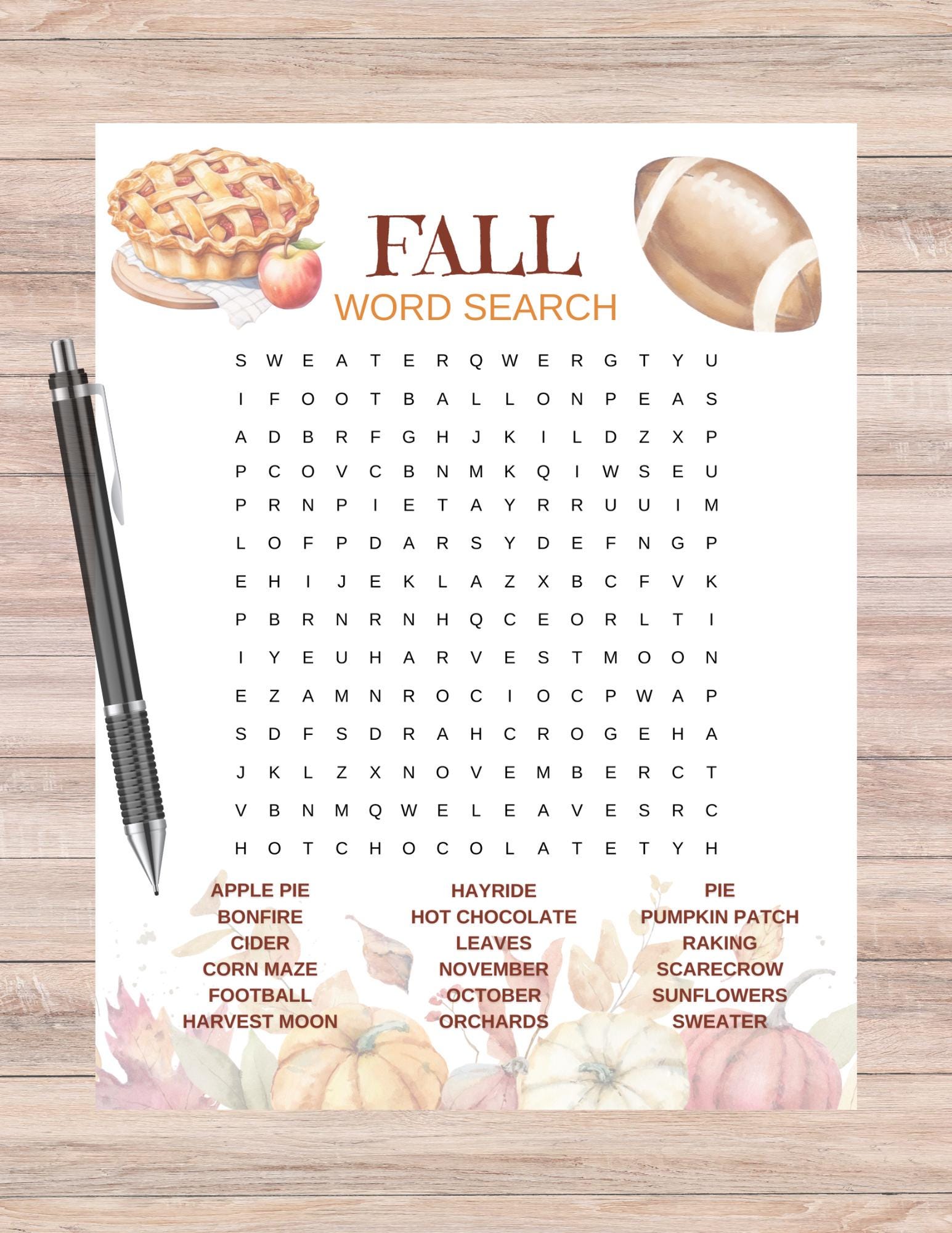 Fall Word Search | Autumn Word Search | Fall Printable Game | Fall ...