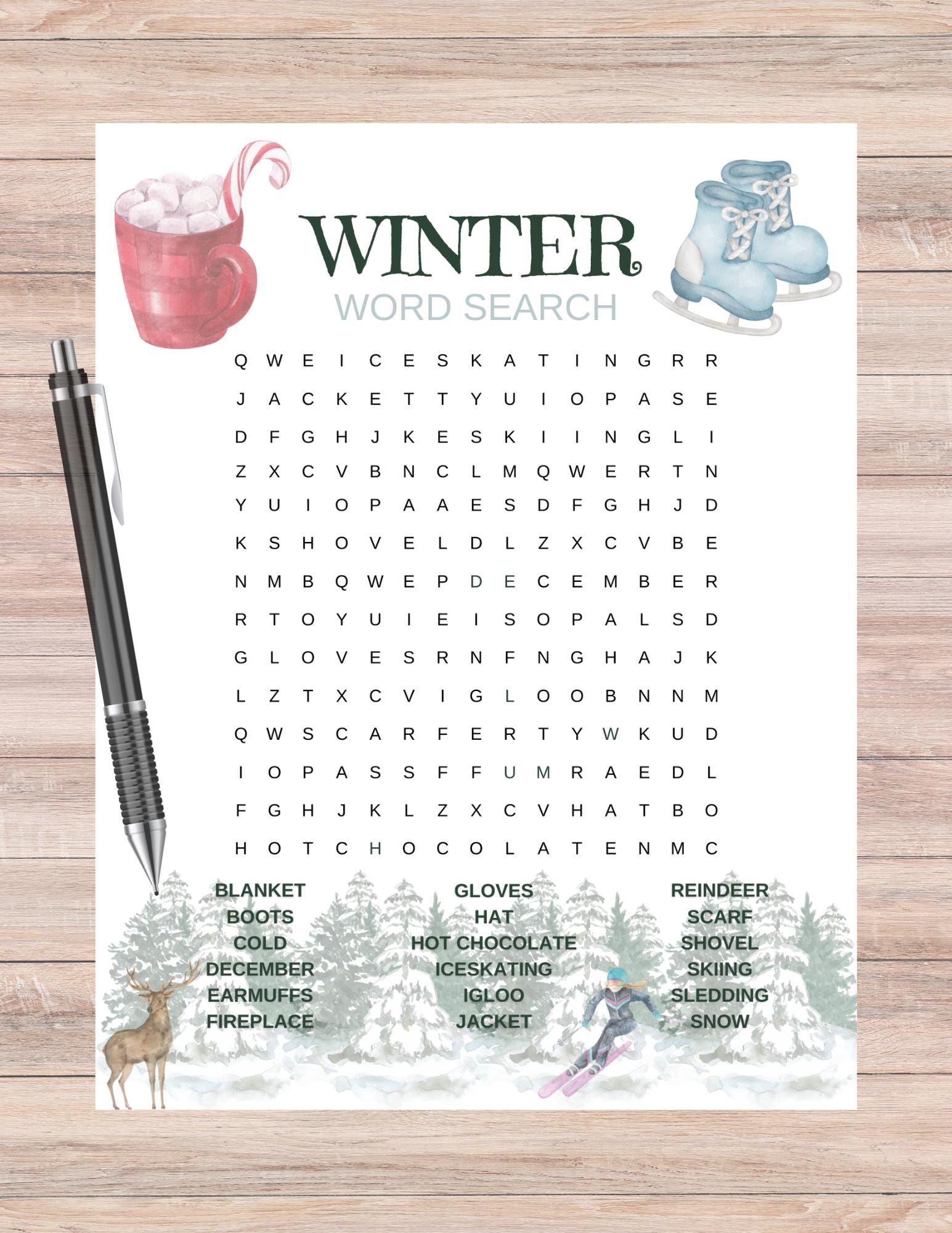 Winter Word Search | Winter Printable Game | Winter Party Game | Winter ...