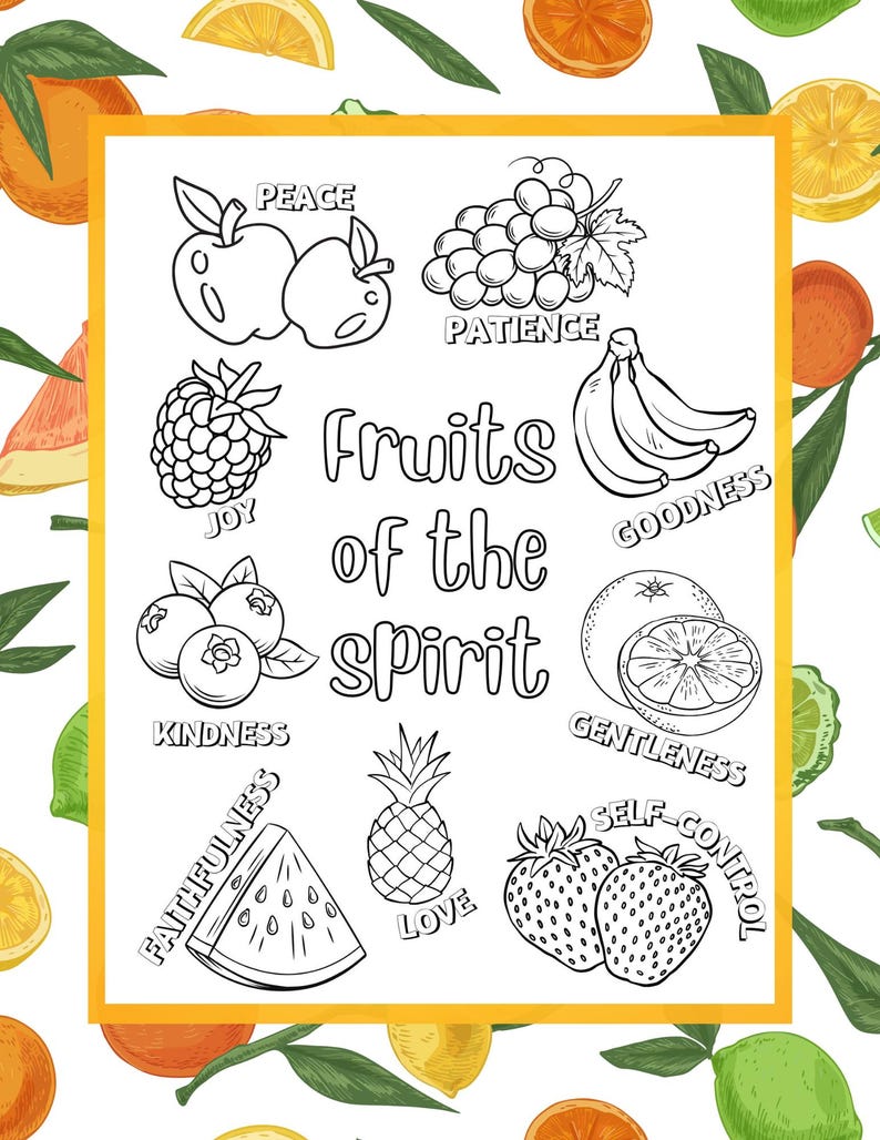 Fruit of the Spirit Coloring Page | Fruit of Spirit Craft | Bible ...