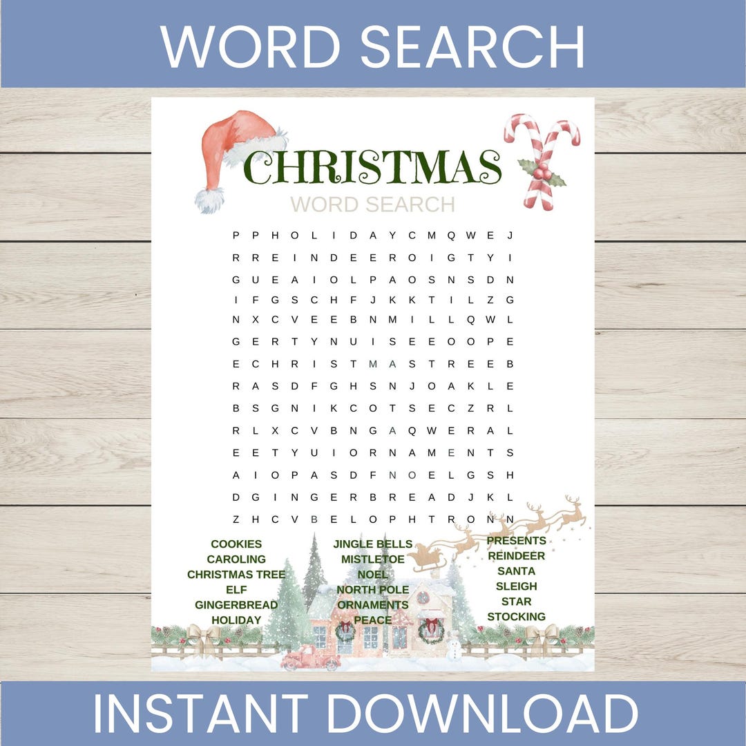 Christmas Word Search, Fun Christmas Game, Printable Christmas Game ...