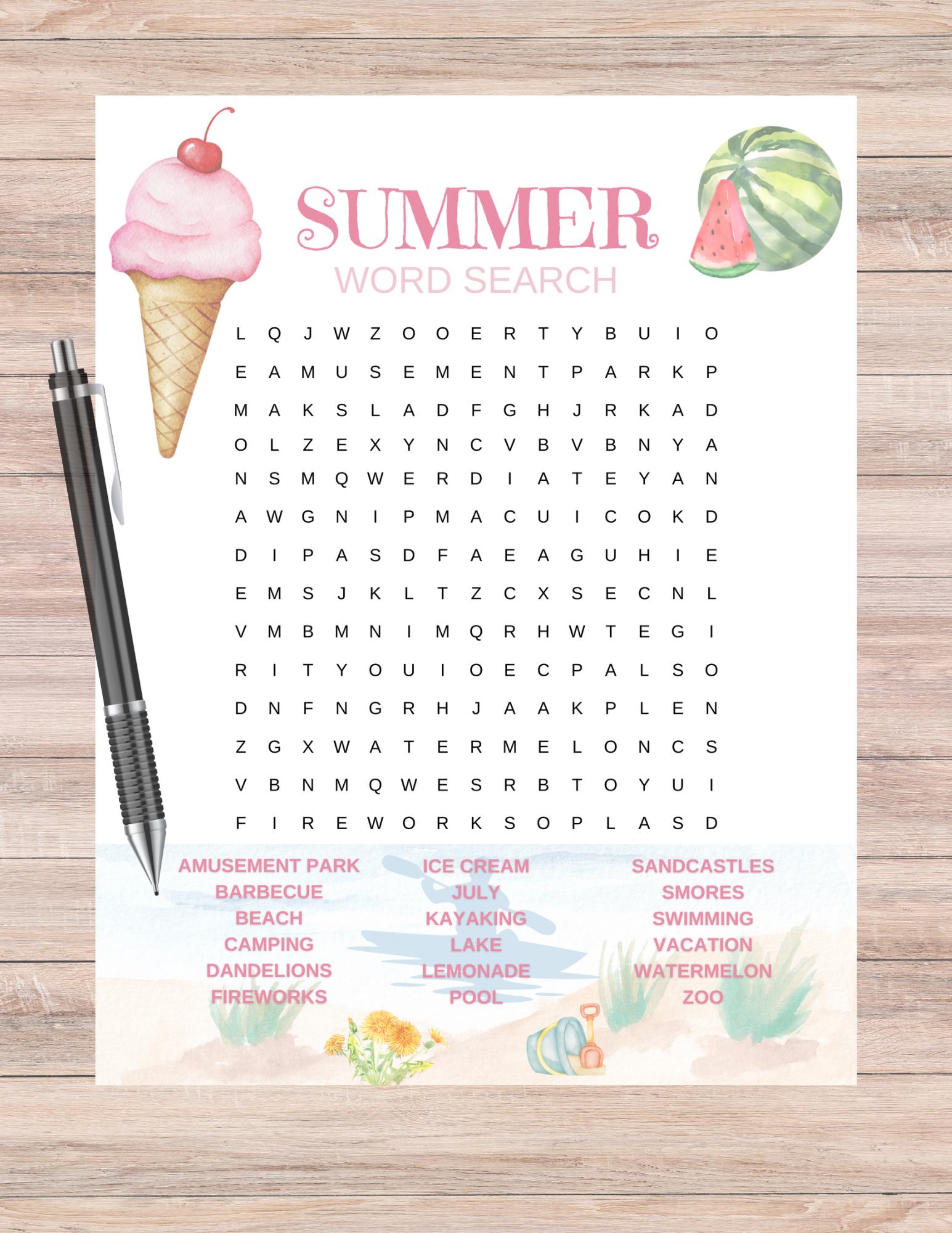 Summer Word Search | Printable Activity | Family Fun | Fun Summer Games ...