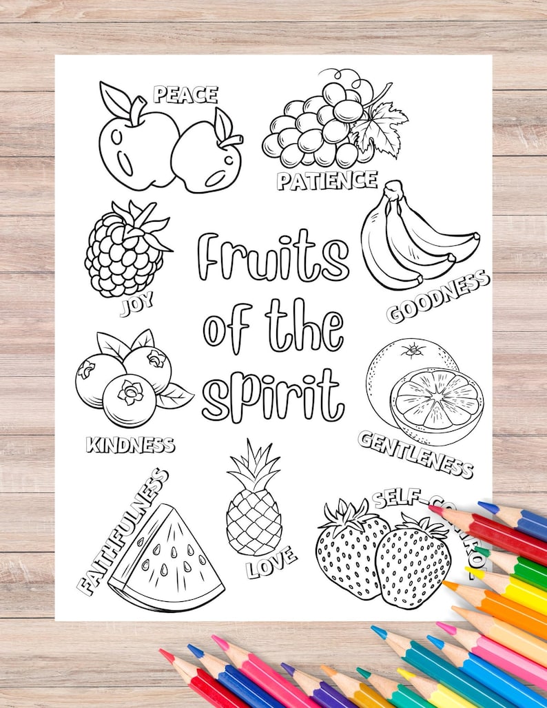 Fruit of the Spirit Coloring Page | Fruit of Spirit Craft | Bible ...