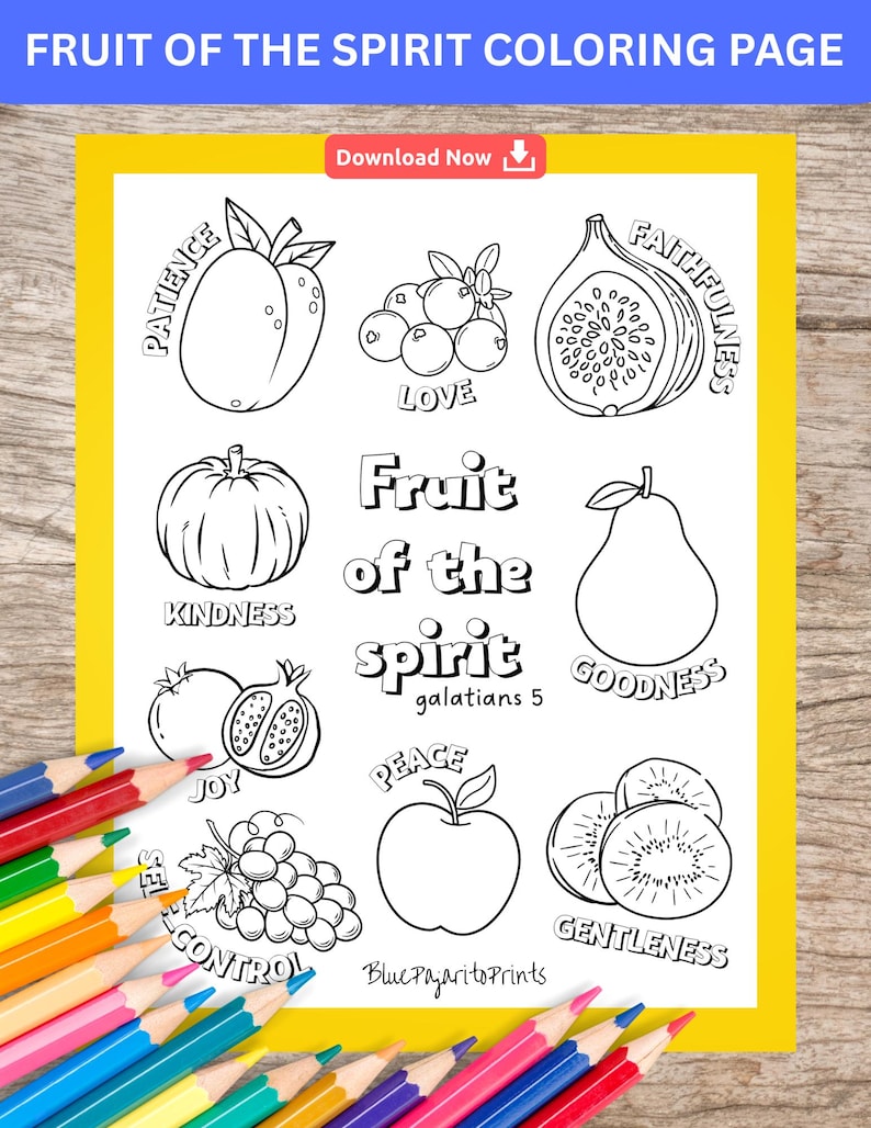 Bible Verse Coloring Page | Fruit of the Spirit | Faith Based Printable ...