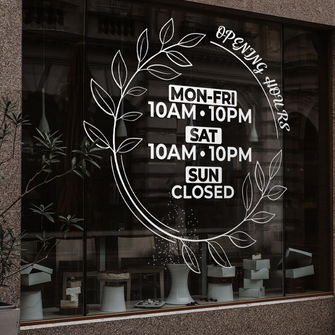 Business Hours SVG | Store Hours Window Decal Template | Editable Vinyl ...