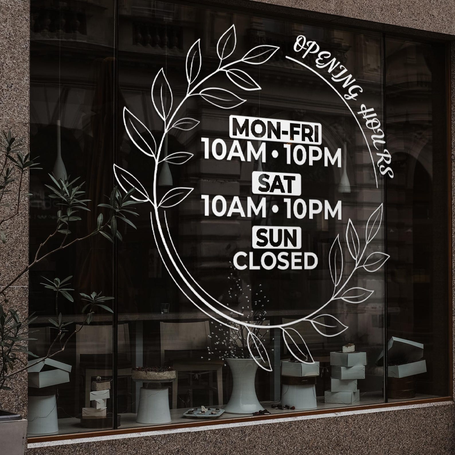 Business Hours SVG | Store Hours Window Decal Template | Editable Vinyl ...