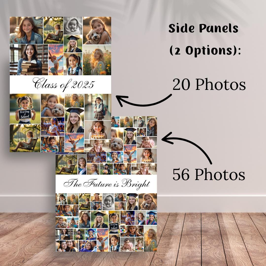 Graduation Photo Collage for Girl or Boy, Editable Canva Welcome Sign ...