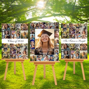 Graduation Photo Collage for Girl or Boy, Editable Canva Welcome Sign ...