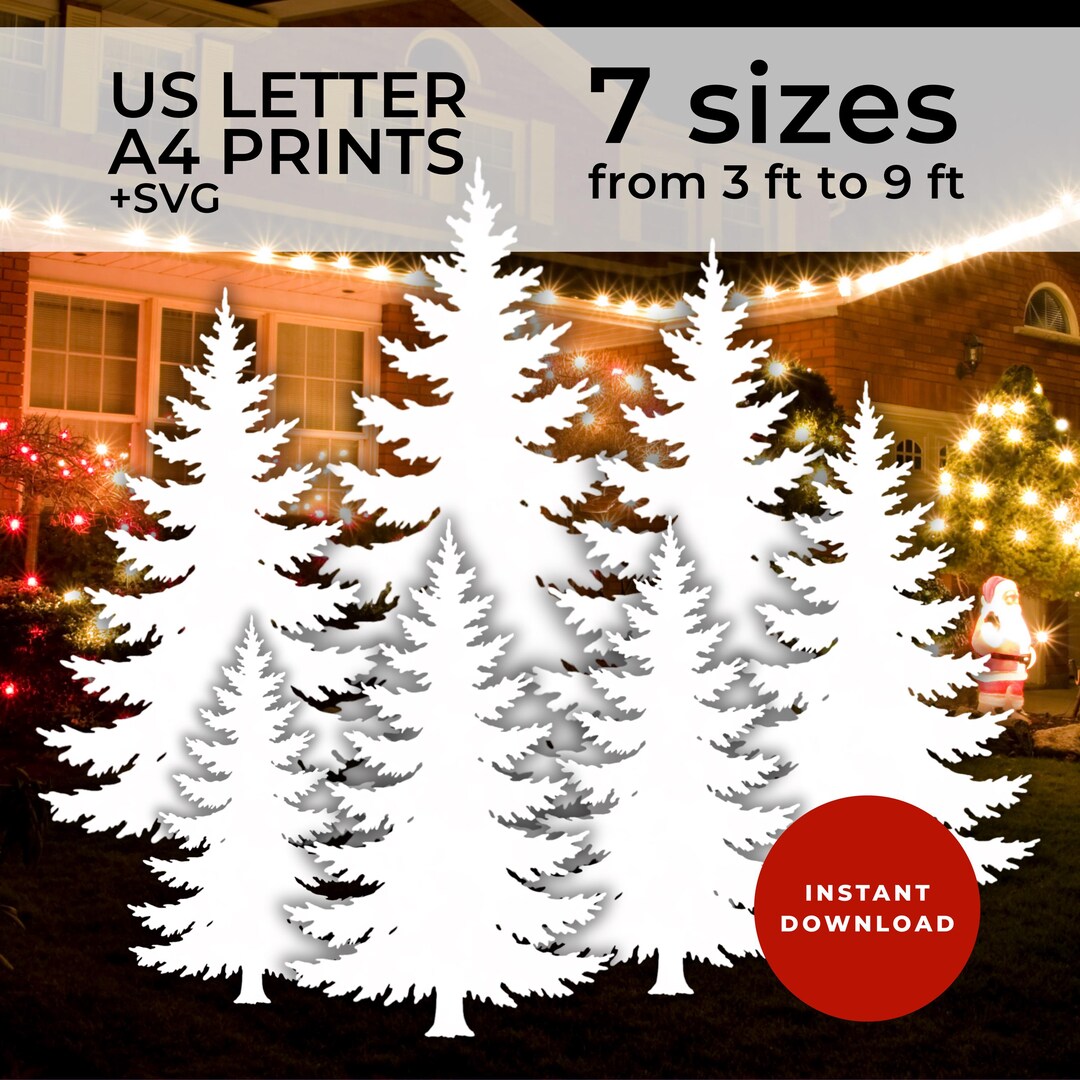 Christmas Tree Silhouette Templates: 7 Sizes Yard Art (PDF, JPG, SVG ...