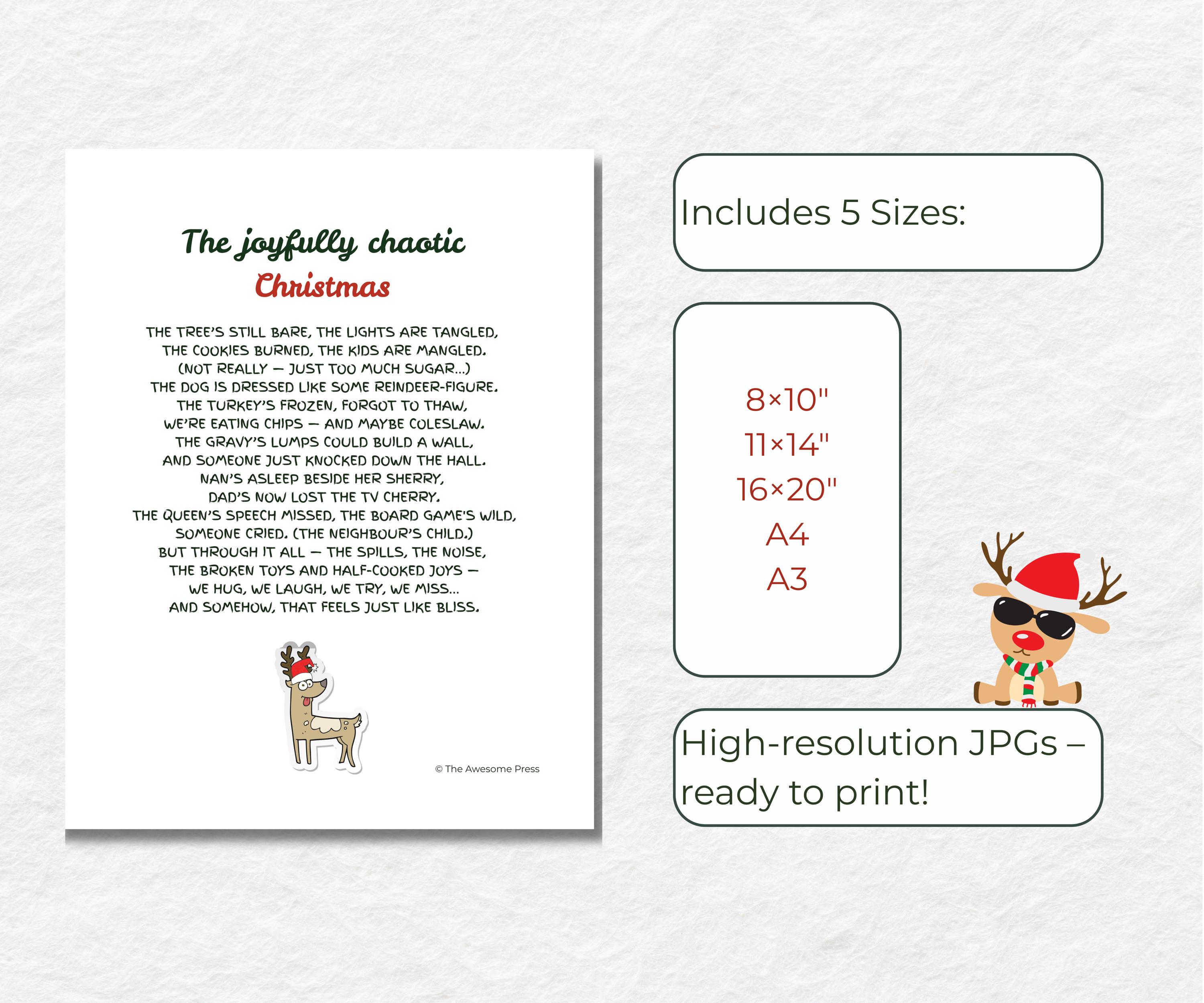 Funny Christmas Poem Print: Jolly Holiday Decor (digital Download ...