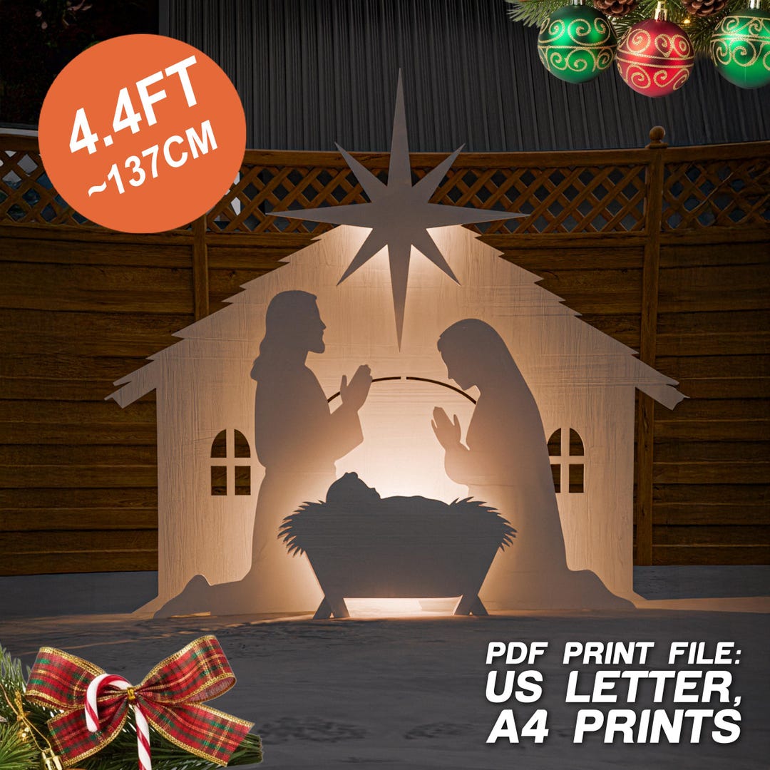 Printable Nativity Scene Silhouette: 4.4 Ft Trace and Cut Template ...