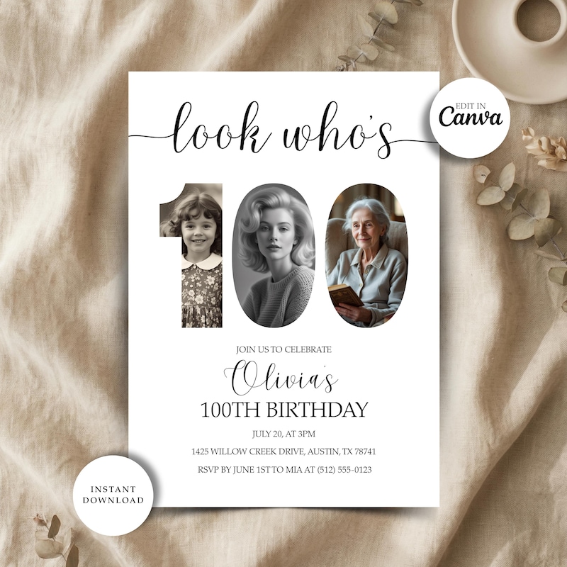 100th Birthday Invitations - Etsy