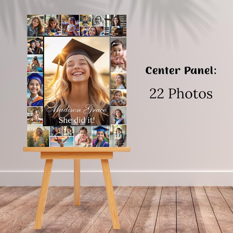 Graduation Photo Collage for Girl or Boy, Editable Canva Welcome Sign ...