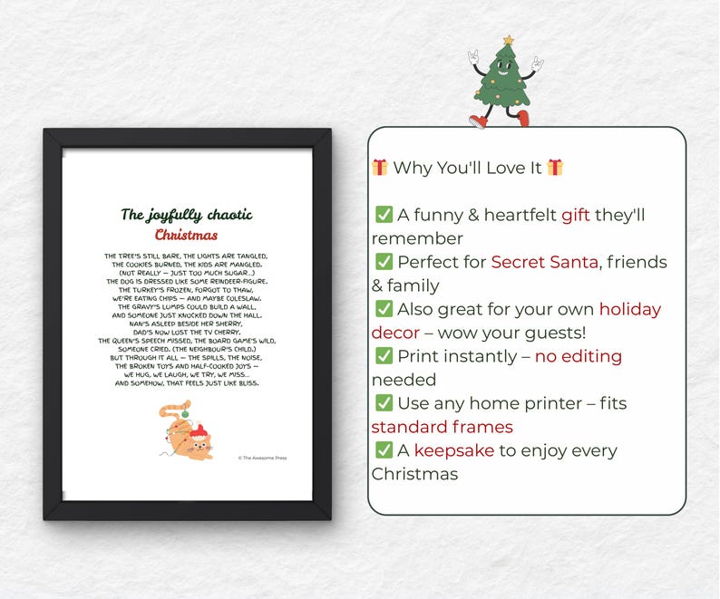 Funny Christmas Poem Print: Jolly Holiday Decor (digital Download ...