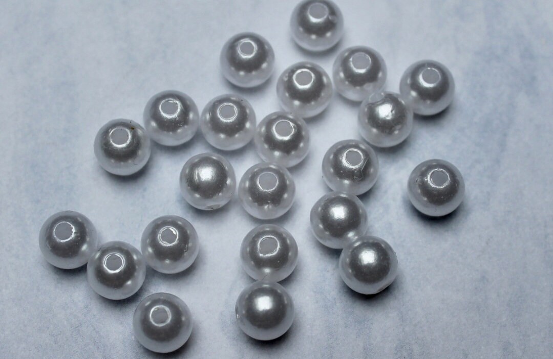 Acrylic Round Pearly Beads X 50, Imitation Pearl, Jewellery Craft ...
