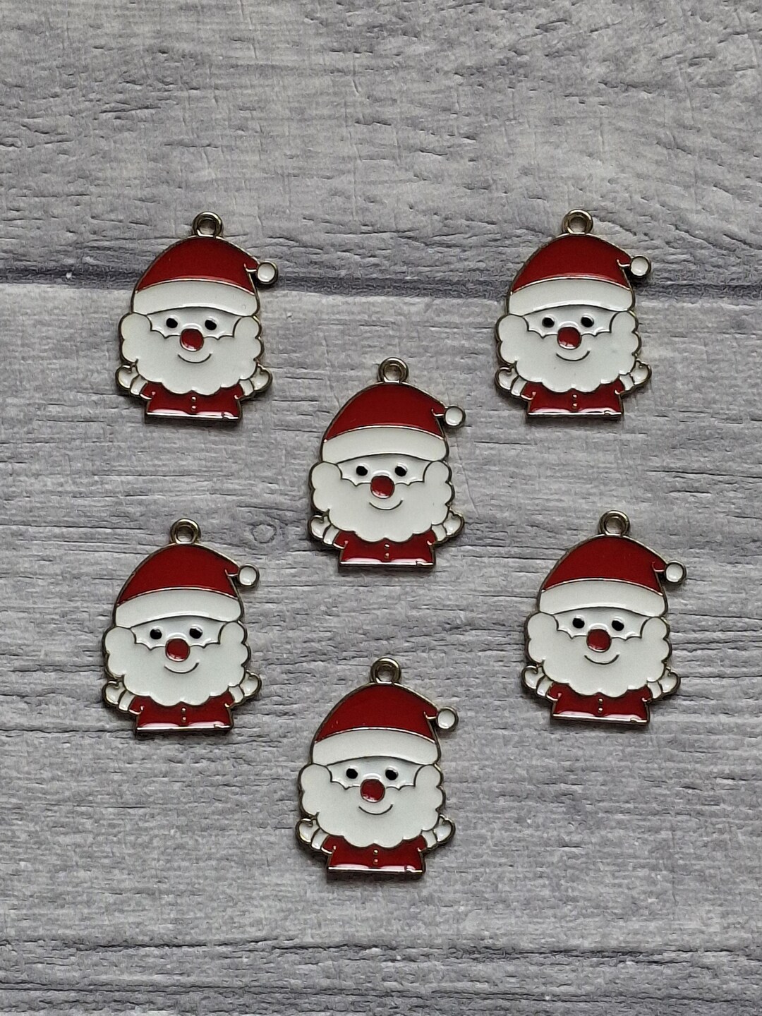 Santa Charms X 6, Enamel, Father Christmas Charms, Christmas Charms ...