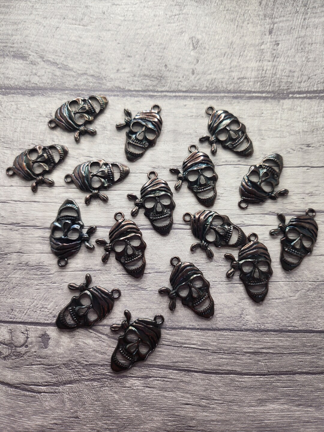 Pirate Skull Charms X 6, Tibetan Style, Pirate Theme Charms, Antique ...