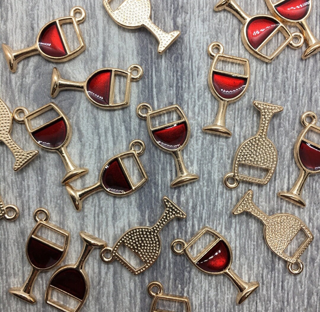 Wine Glass Charms X 6, Light Gold, Party Charms, Hen Party Charms ...