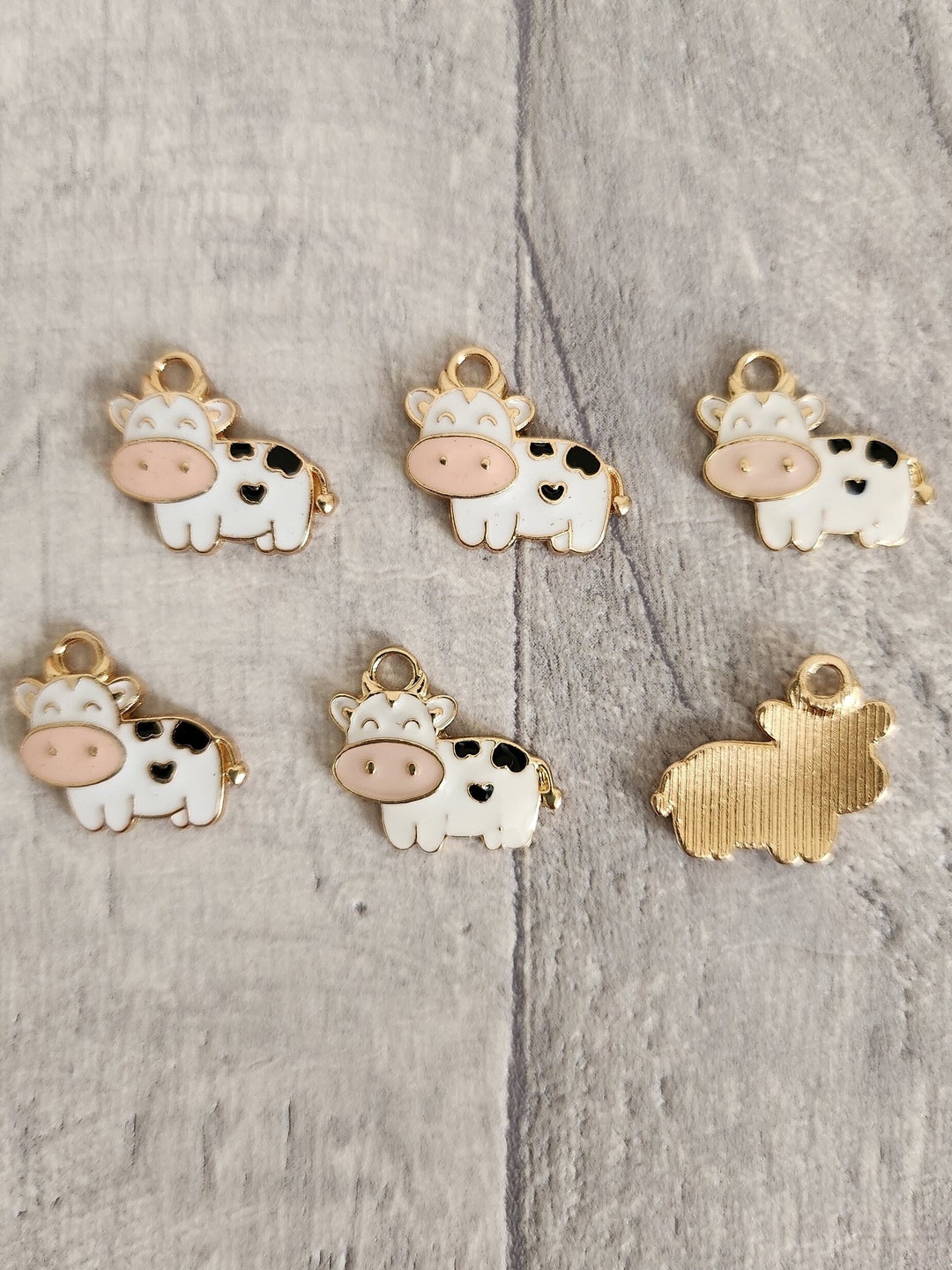 Cow Charms | Gold Alloy Enamel, Jewelry Making (set of 6) - Etsy Australia