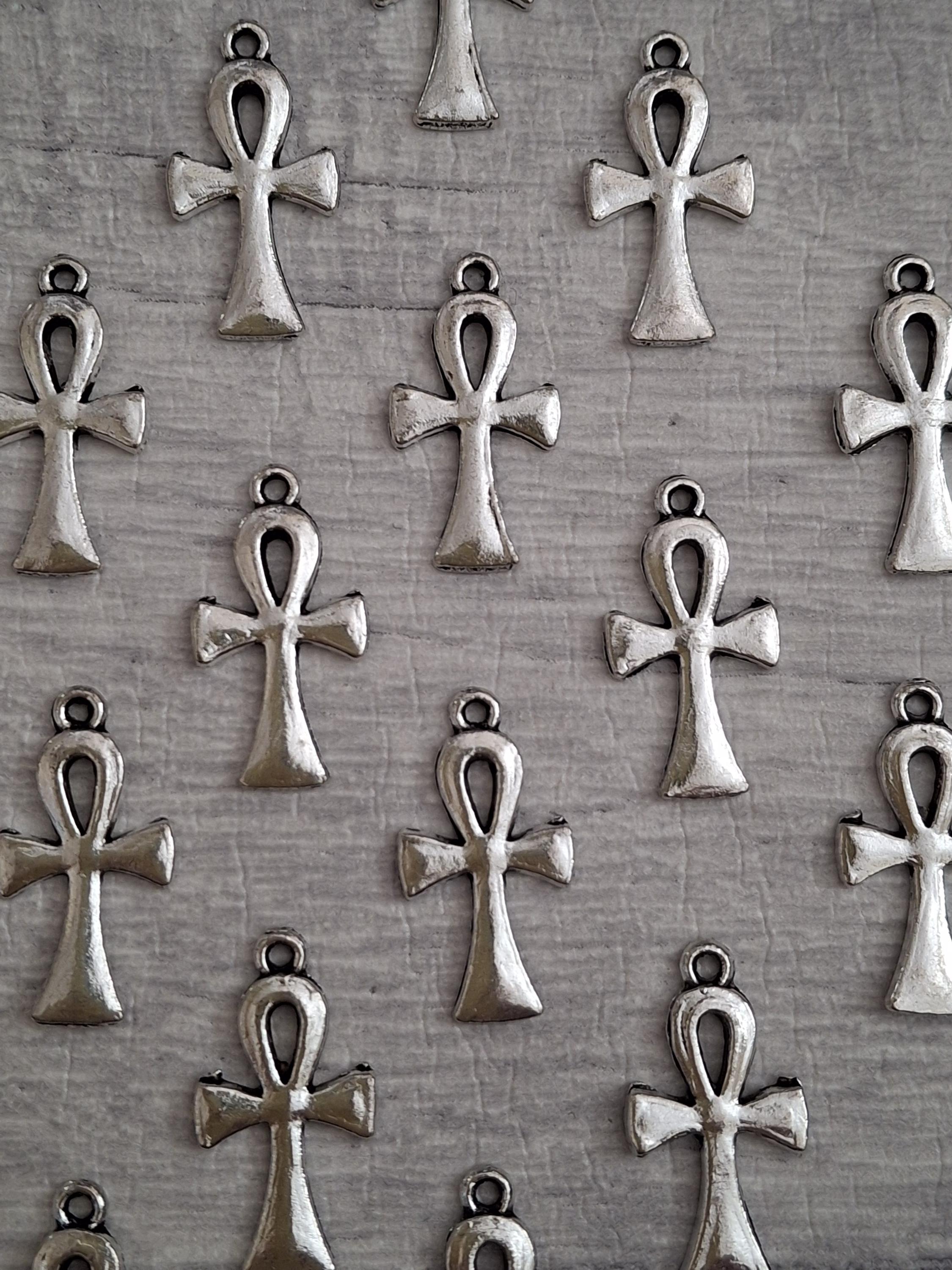 Ankh Cross Charms, Tibetan Style, Antique Silver, Egyptian Charms ...