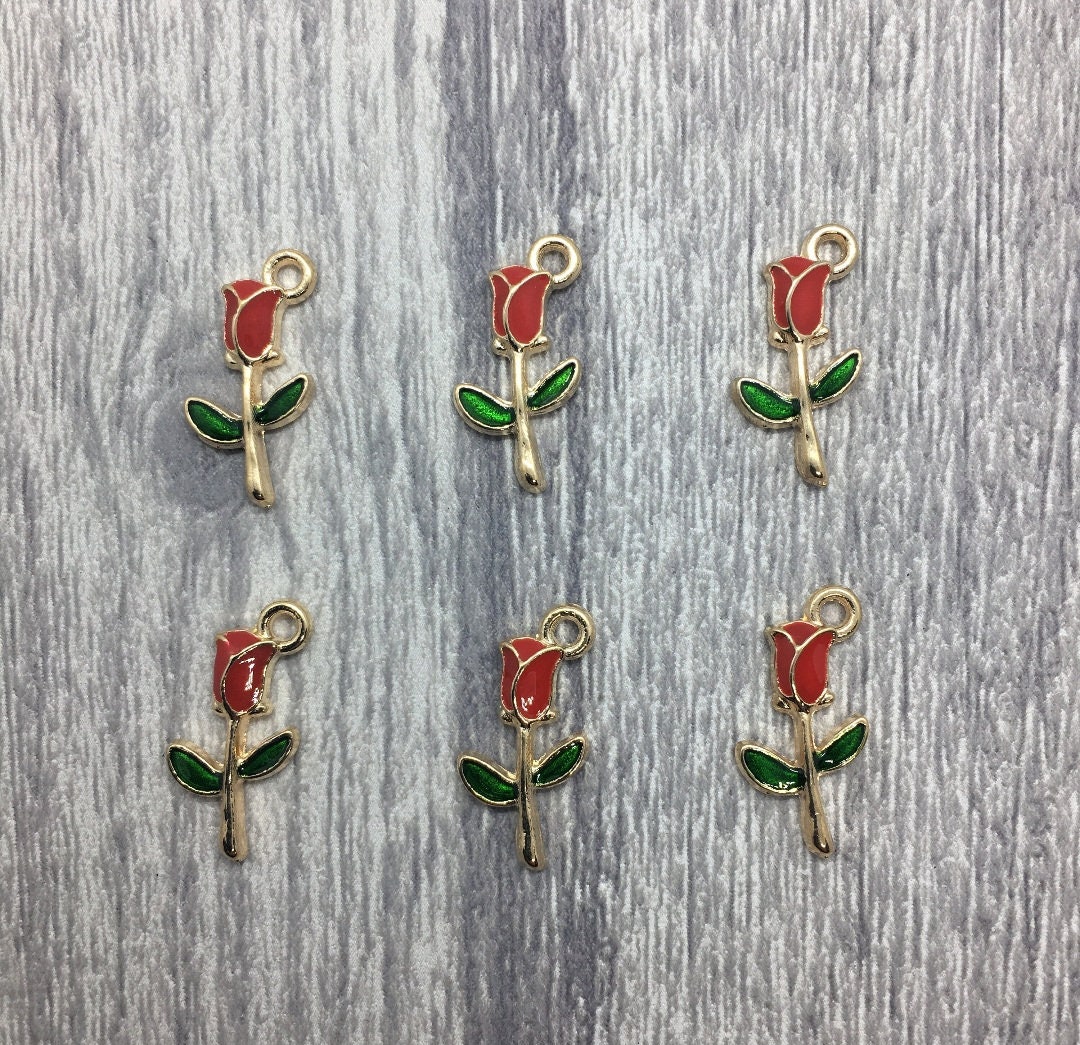 Rose Charms X 6, Light Gold Colour, Flower Charms, Jewellery Craft ...