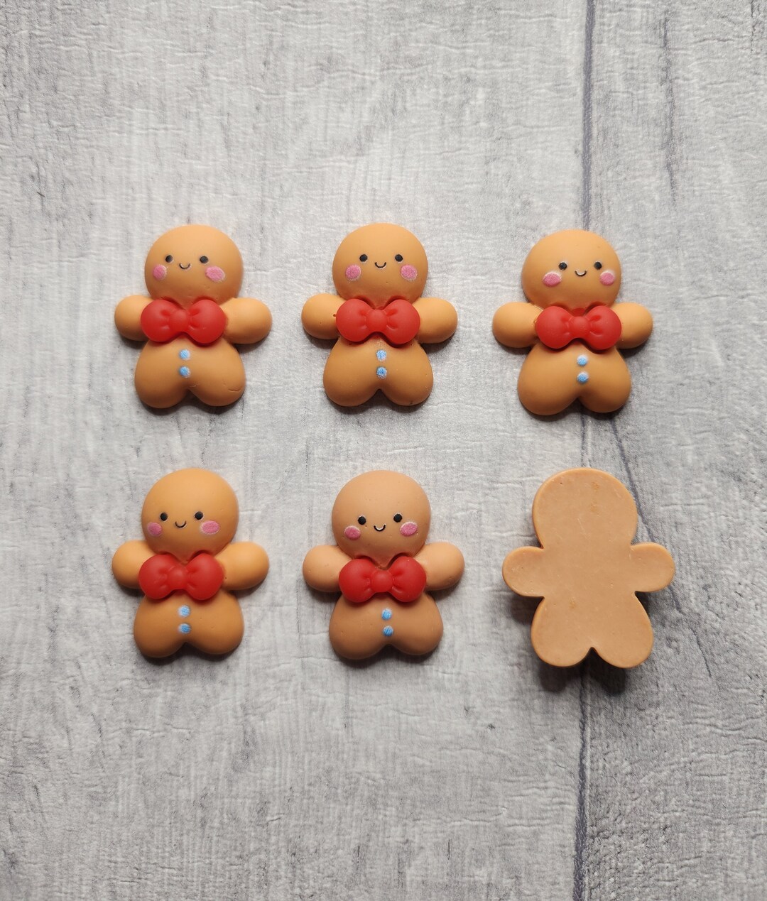 Gingerbread Man Cabochons X 6 - Christmas - Xmas - Craft Embellishments ...