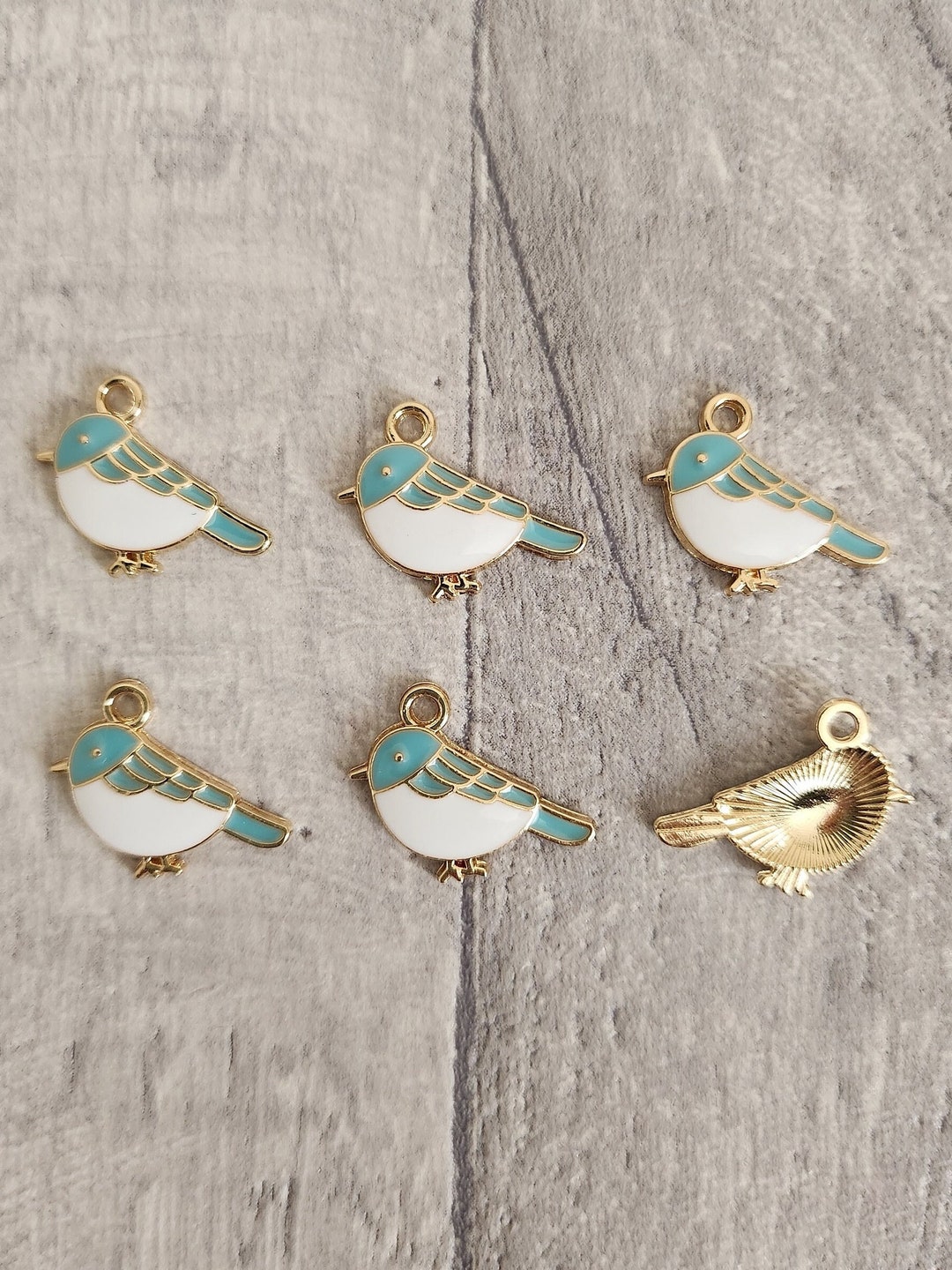 Blue Bird Charms X 6, Alloy Enamel, Jewellery Craft Charms - Etsy UK