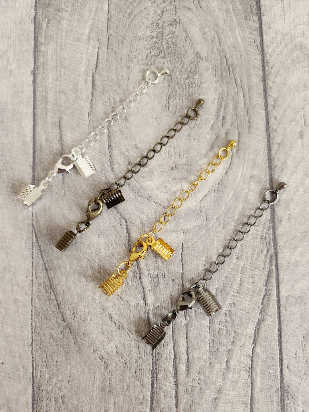 Brass Chain Extenders With Clasp and Clip Ends X 4, Lobster Claw Clasp ...