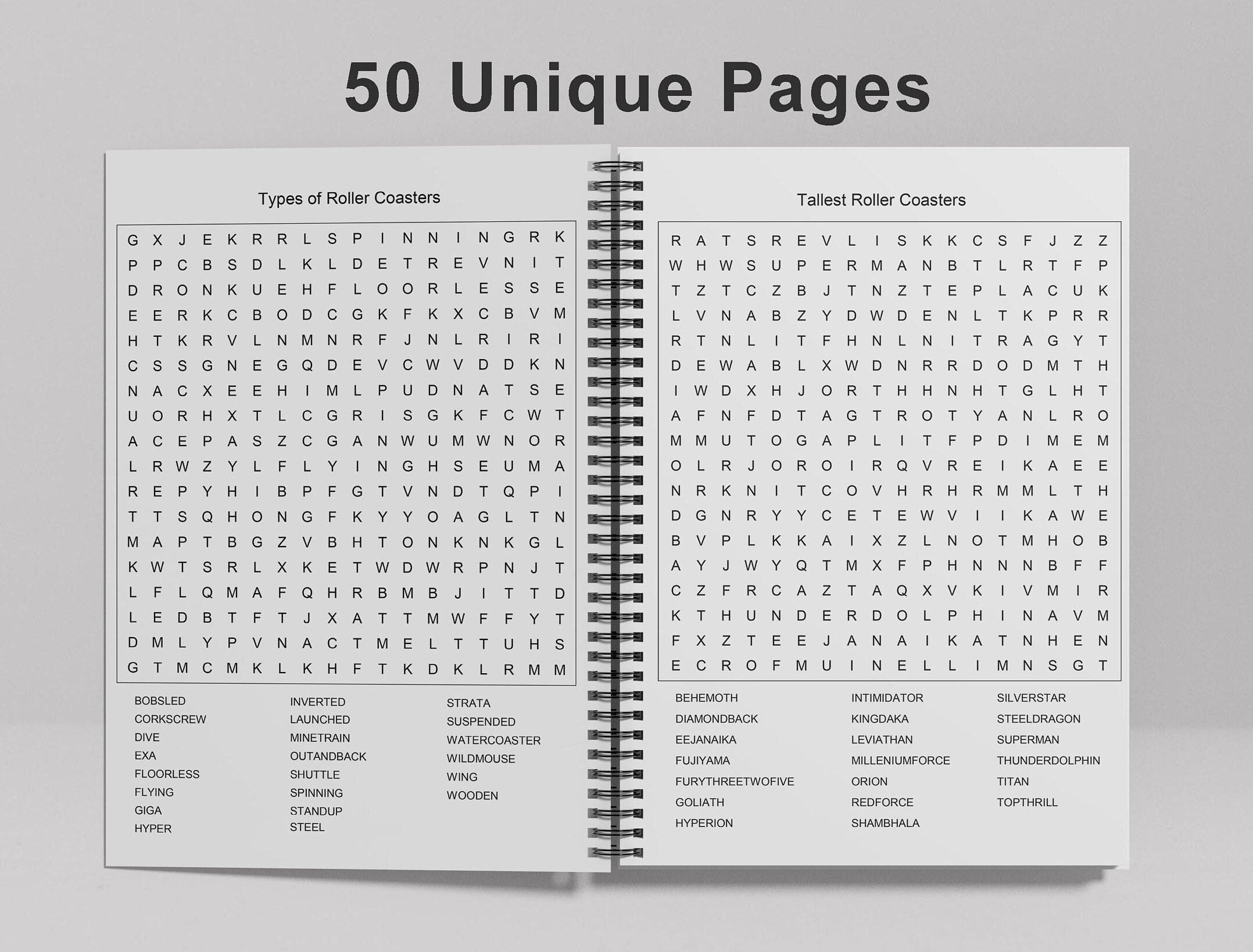 Roller Coasters Word Search: Roller Coaster Gifts for Coaster ...