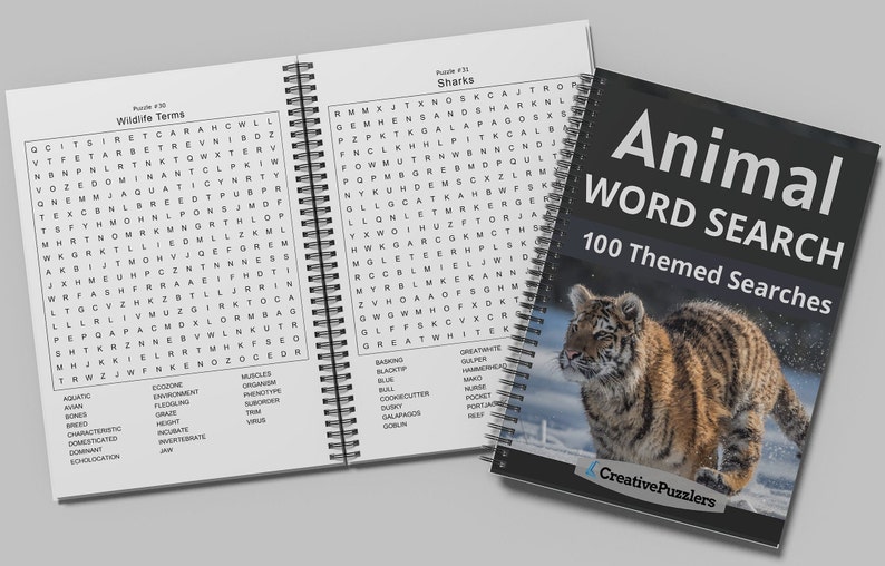 Animal Word Search Book: 100 Animal Themed Word Searches - Etsy