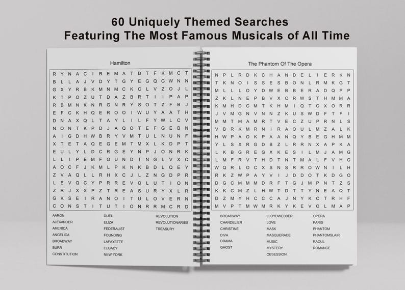 Musical Theater Word Search: Musicals Gift for Music Theatre Fans - Etsy