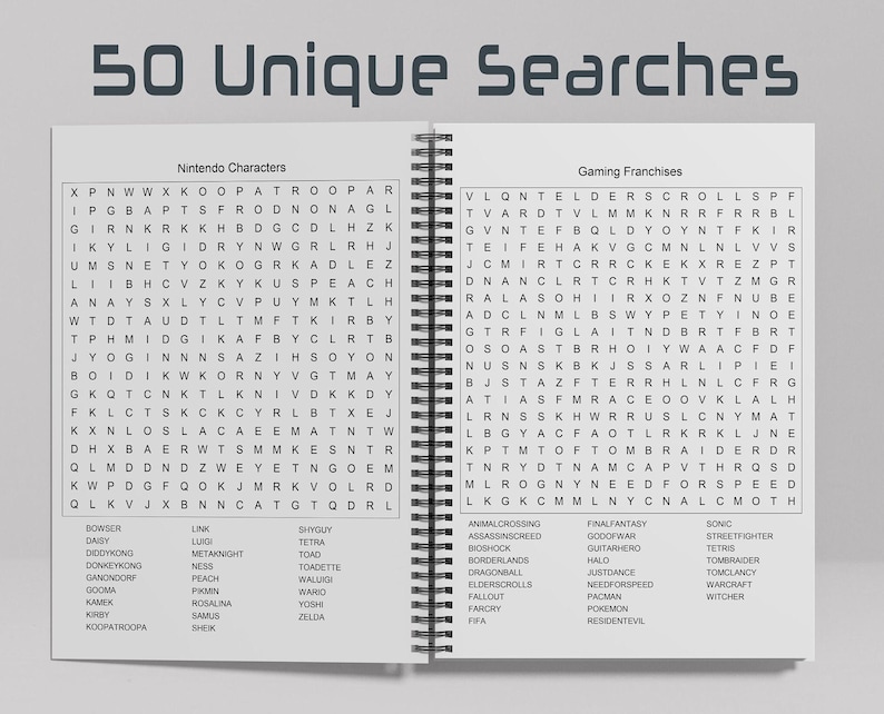 Video Game Word Search: 50 Pages Gaming Gift for Gamers - Etsy