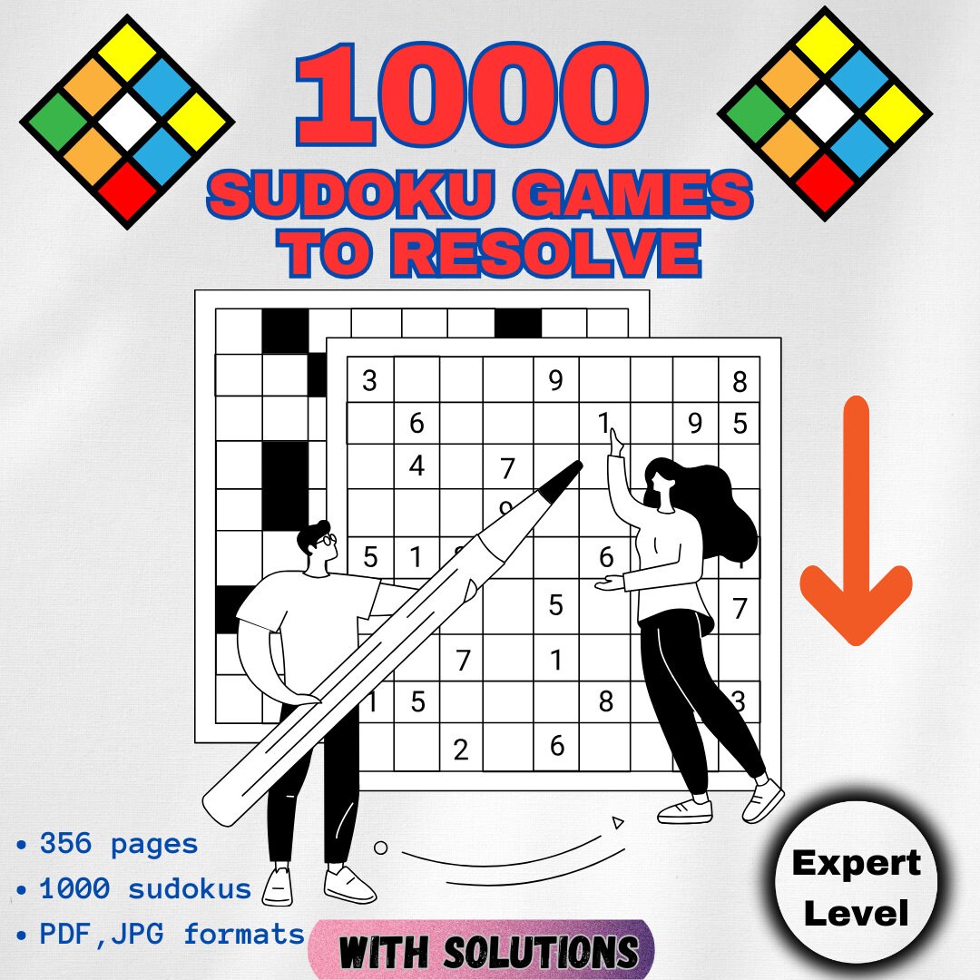 1000 Sudoku Puzzles to Solve, | Large Print | Digital | Printable Pages ...
