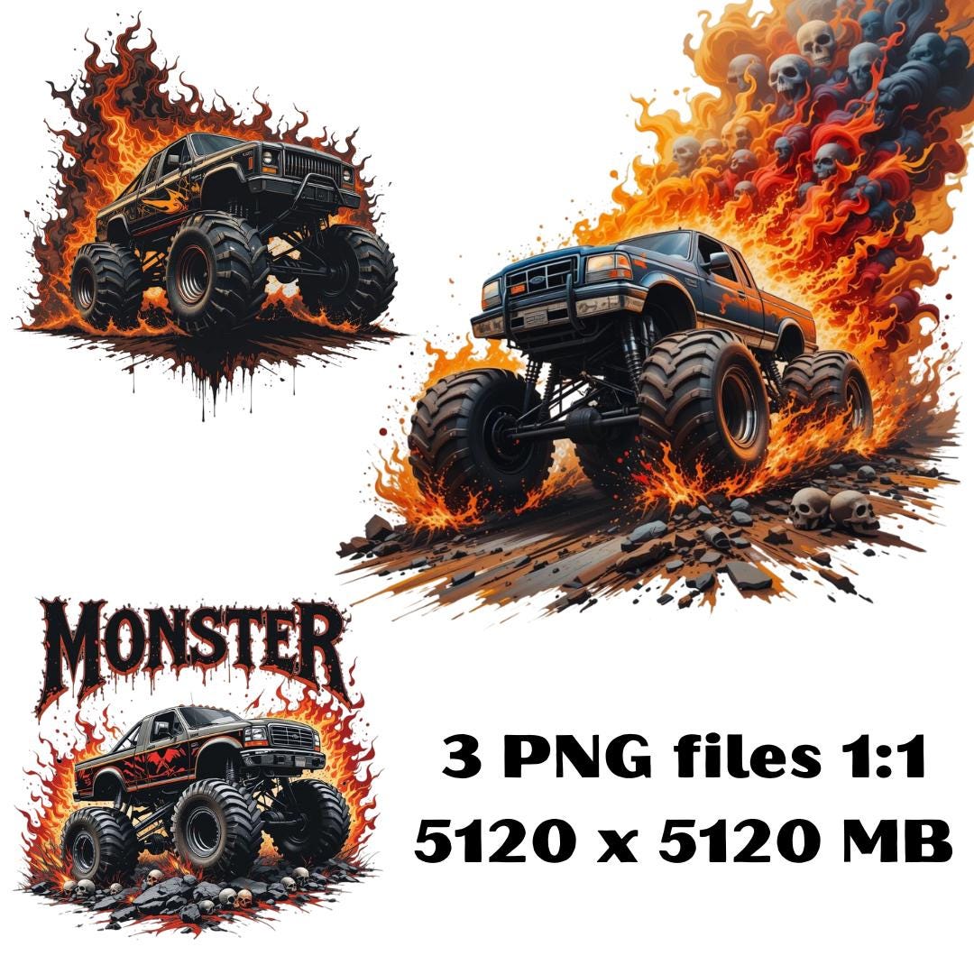Monster Trucks Clipart Bundle 3 Designs - off Road Racing & Big Truck ...