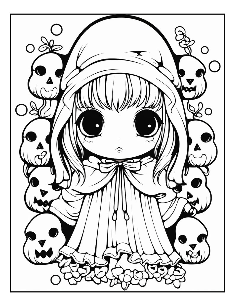 Creepy Kawaii Coloring Pages for Kids - Etsy
