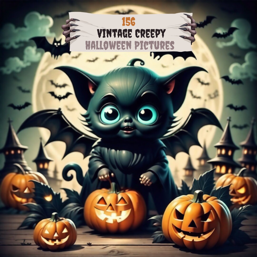 Vintage Creepy Halloween Clipart | Digital Backgrounds, Sublimation ...