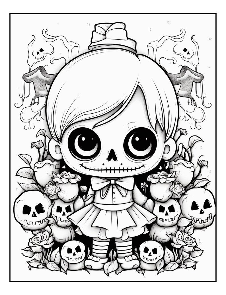 Creepy Kawaii Coloring Pages for Kids - Etsy
