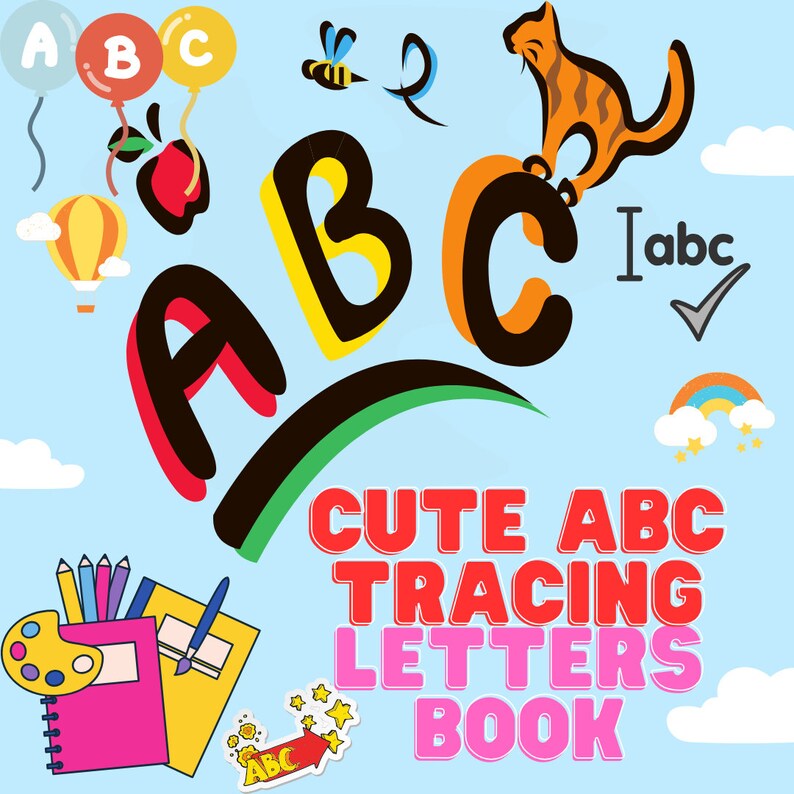 Cute ABC Tracing Letters Book - Etsy