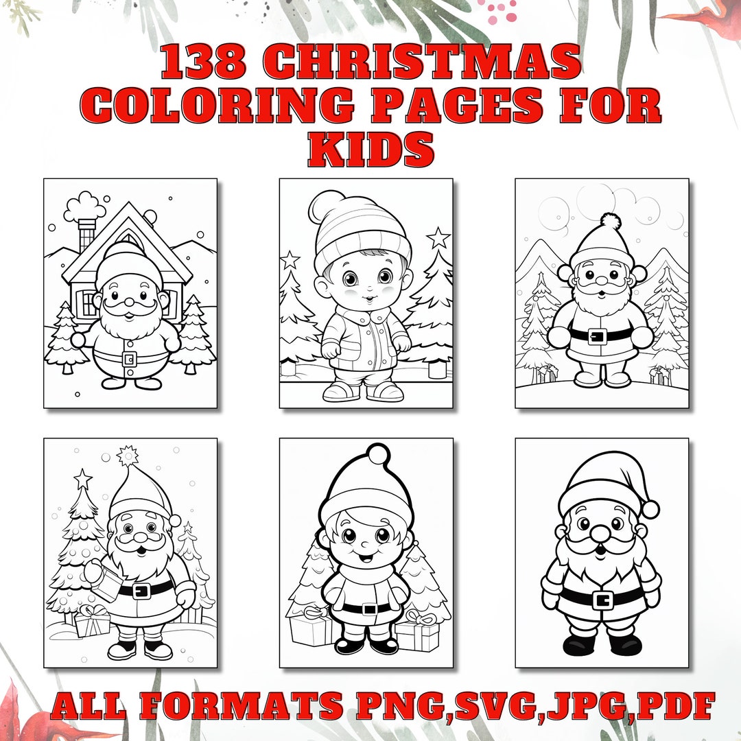138 Christmas Coloring Pages for Kids - Etsy
