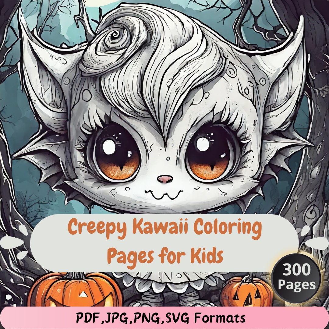 Creepy Kawaii Coloring Pages for Kids - Etsy