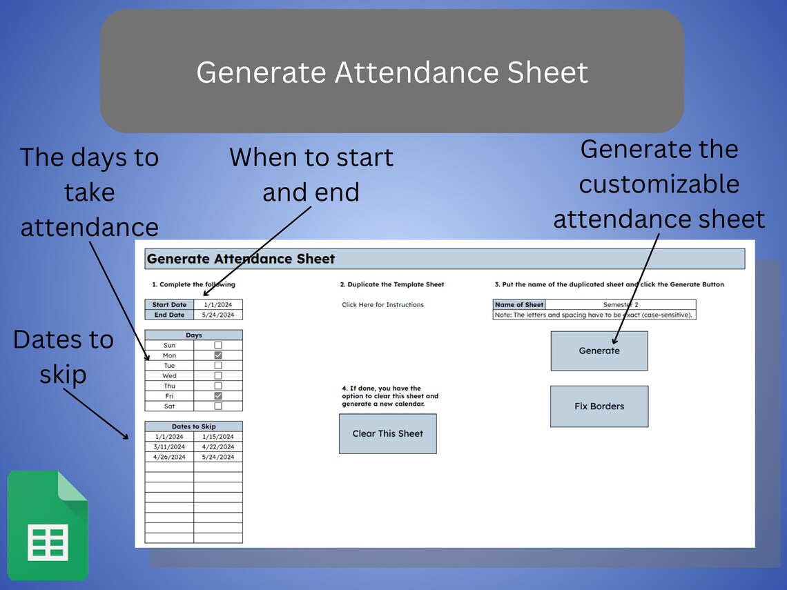Attendance Tracker, Student, Employee, Club, Customizable Google Sheets ...