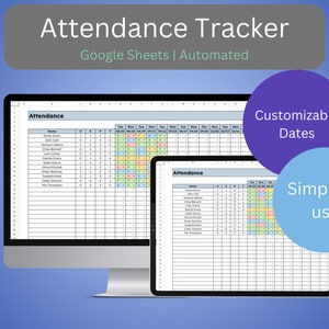 Attendance Tracker, Student, Employee, Club, Customizable Google Sheets ...