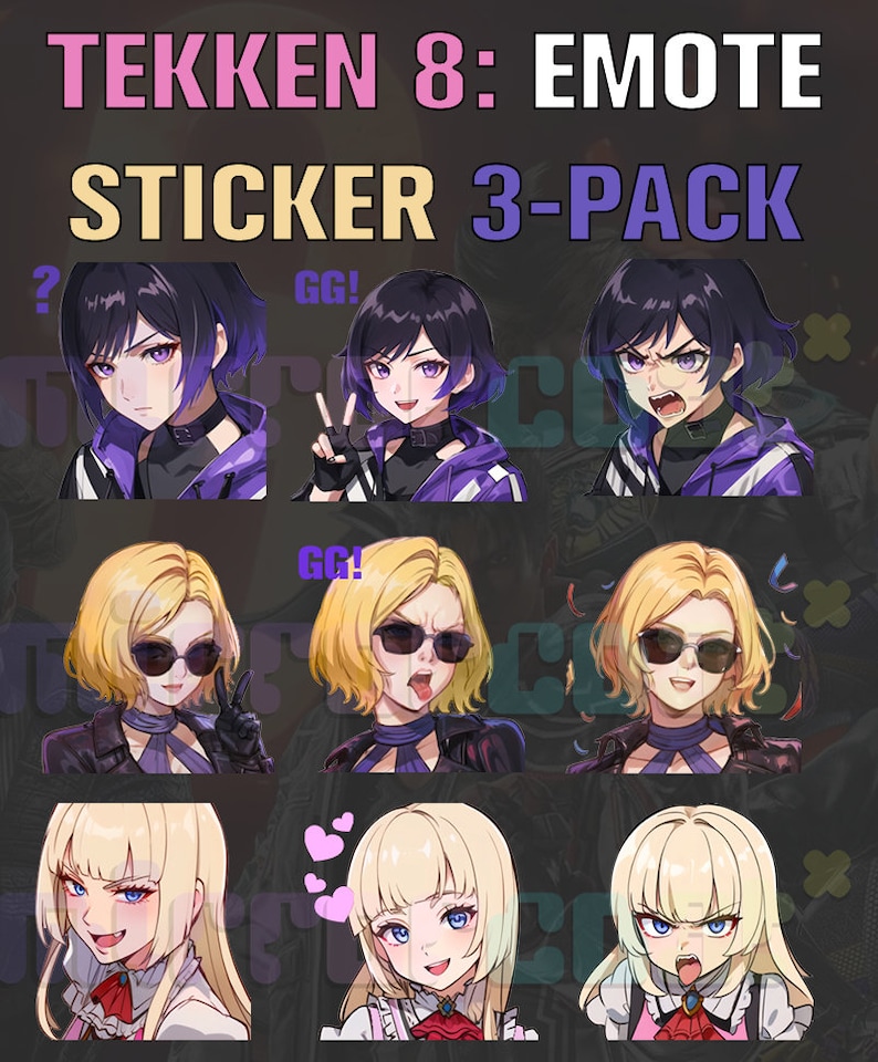 Tekken 8 Emote Sticker Pack: Lili, Reina, Nina (digital Download) - Etsy