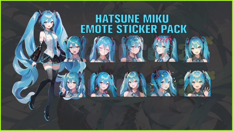 Hatsune Miku Emote Sticker Pack: Anime Chibi (digital Download) - Etsy